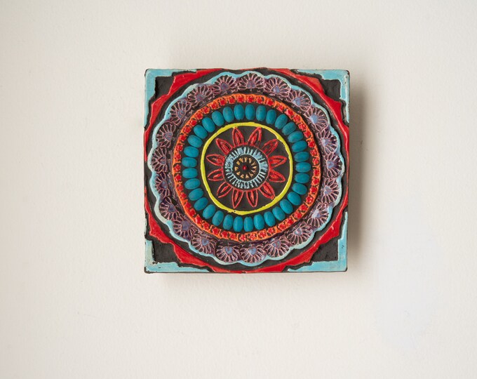 Handmade Ceramic and Mosaic Tile Mounted Square Wall Art READY to SHIP ...