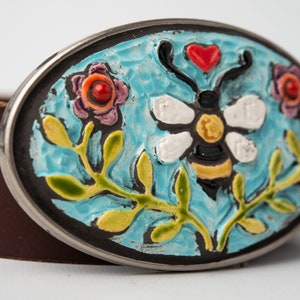 Queen Bee Belt Buckle, Handmade Ceramic and Mosaic Tile Buckle With ...