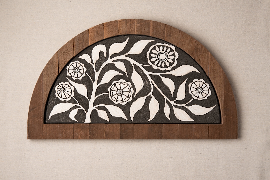 Arched Wall Art, Black and White Original Art, Arched Ceramic Wall Art ...