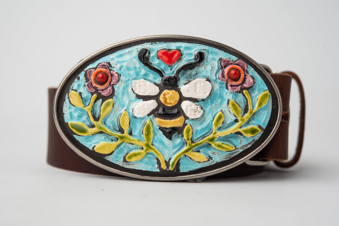 Queen Bee Belt Buckle, Handmade Ceramic and Mosaic Tile Buckle With ...