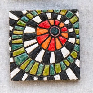Ceramic Wall Sculpture Set of 4 Squares, Mounted Wall Art Set, Modern ...