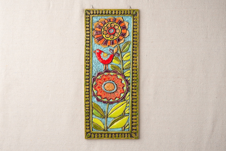 Horizontal Ceramic Garden Plaque - MADE to ORDER - Outdoor Wall Art by ...