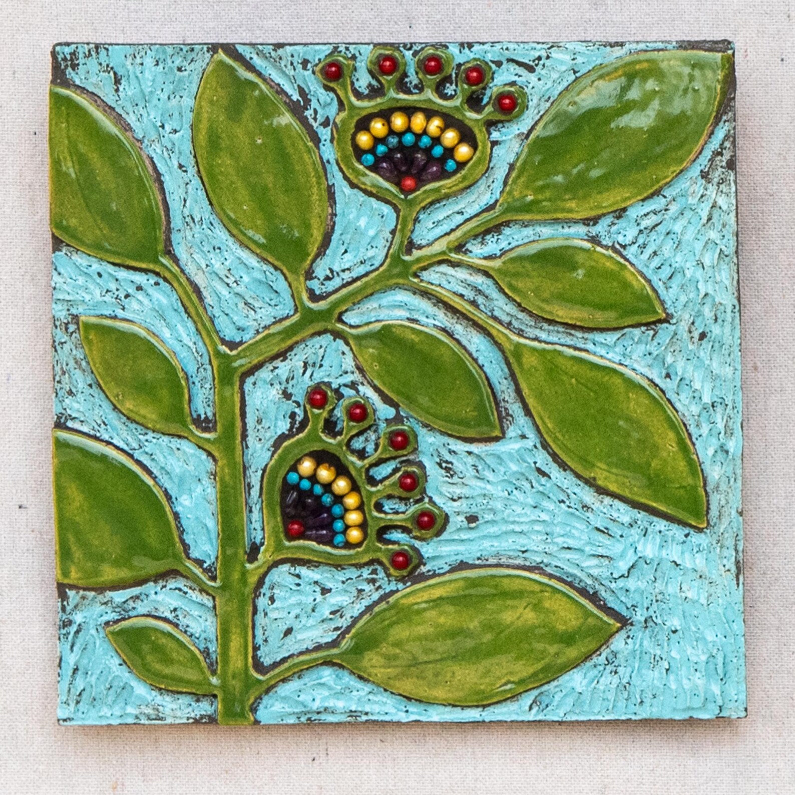 Mounted Handmade Tile one Select From 9 Patterns Ceramic Wall Sculpture ...