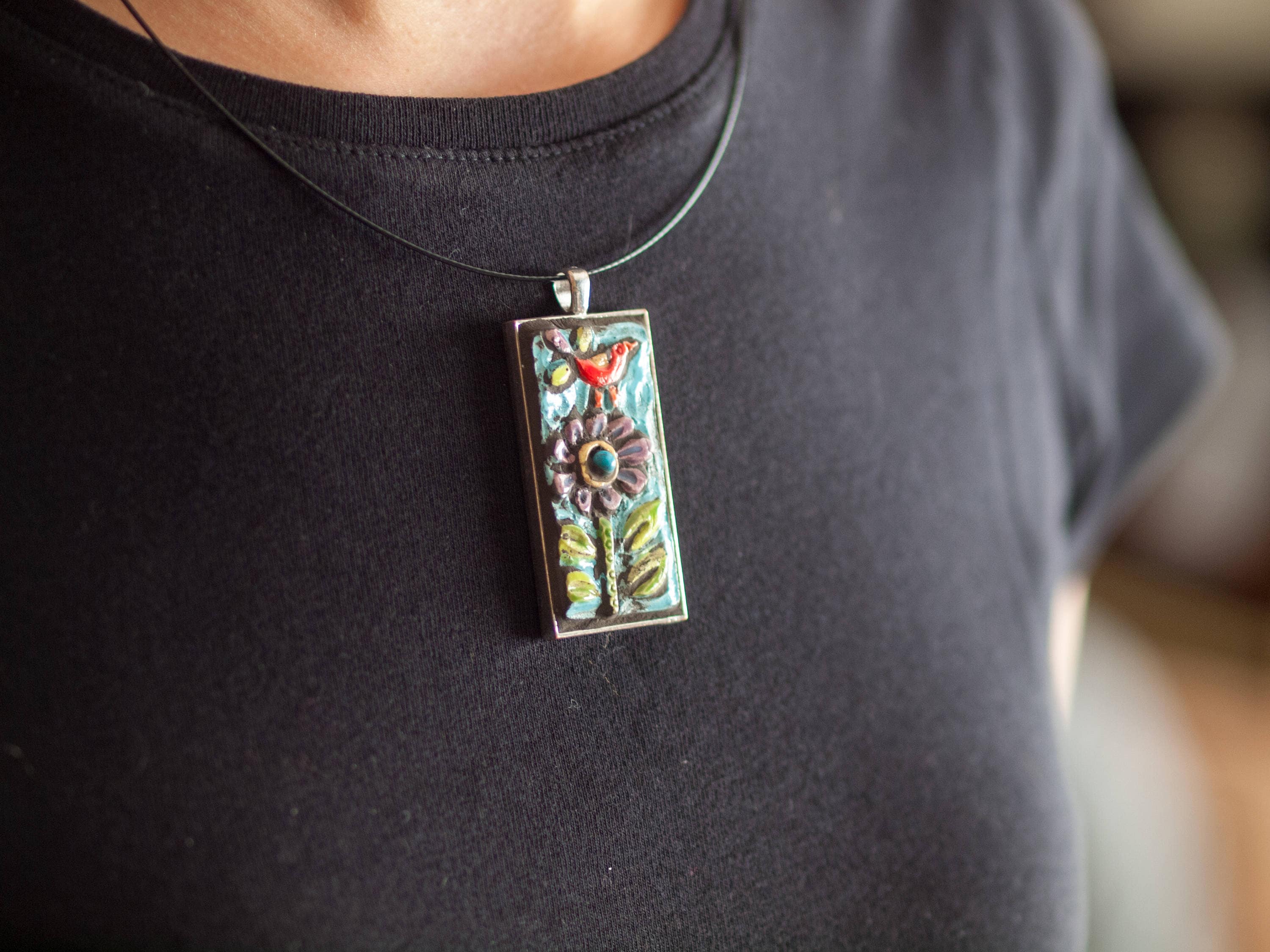 Ceramic Pendant Necklace for Women Ceramic Jewelry Mosaic | Etsy