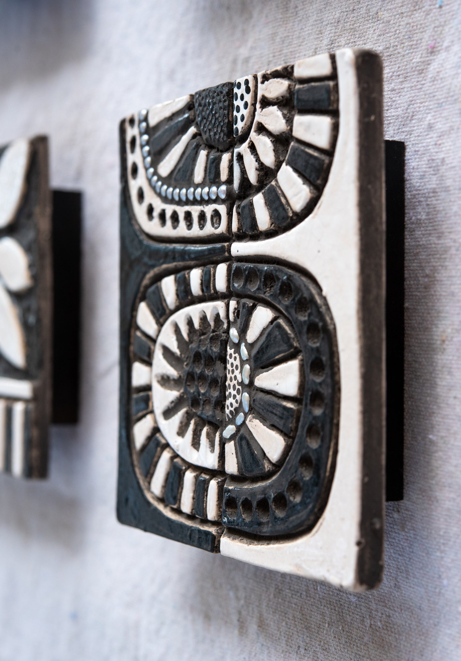 Large Ceramic Wall Sculpture Set of 9 Mounted Wall Art Set | Etsy