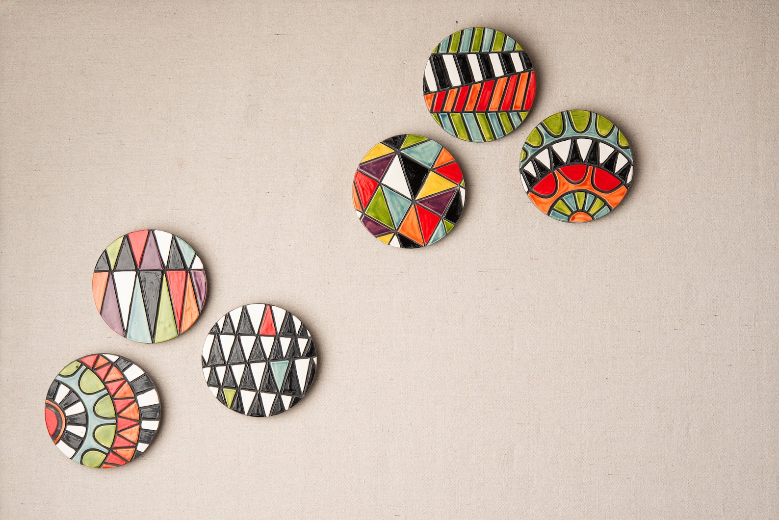Round Wall Art Tiles (one - Choose From 15 Patterns) Mounted Tile Wall ...