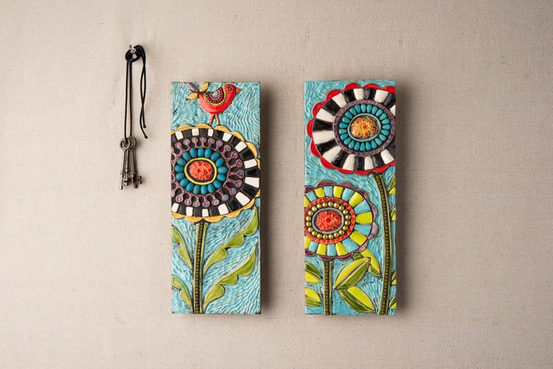 Wall Art Pair, Set of 2 Ceramic and Mosaic Wall Art - Stick Mini - MADE ...