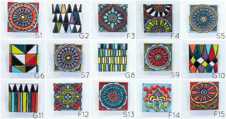 Global Folk Tile (one- Choose From 15 Patterns) Handmade Tile Wall Art ...