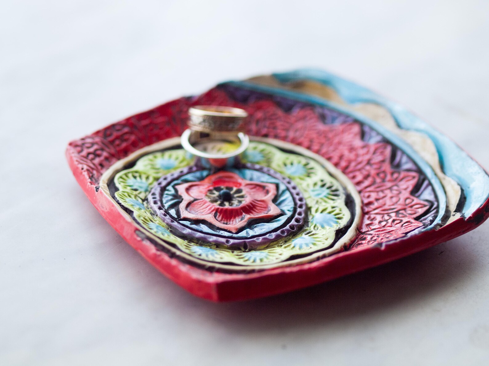 Ring Dish Handmade Ceramic Ring Dish With Flower Pattern - Etsy