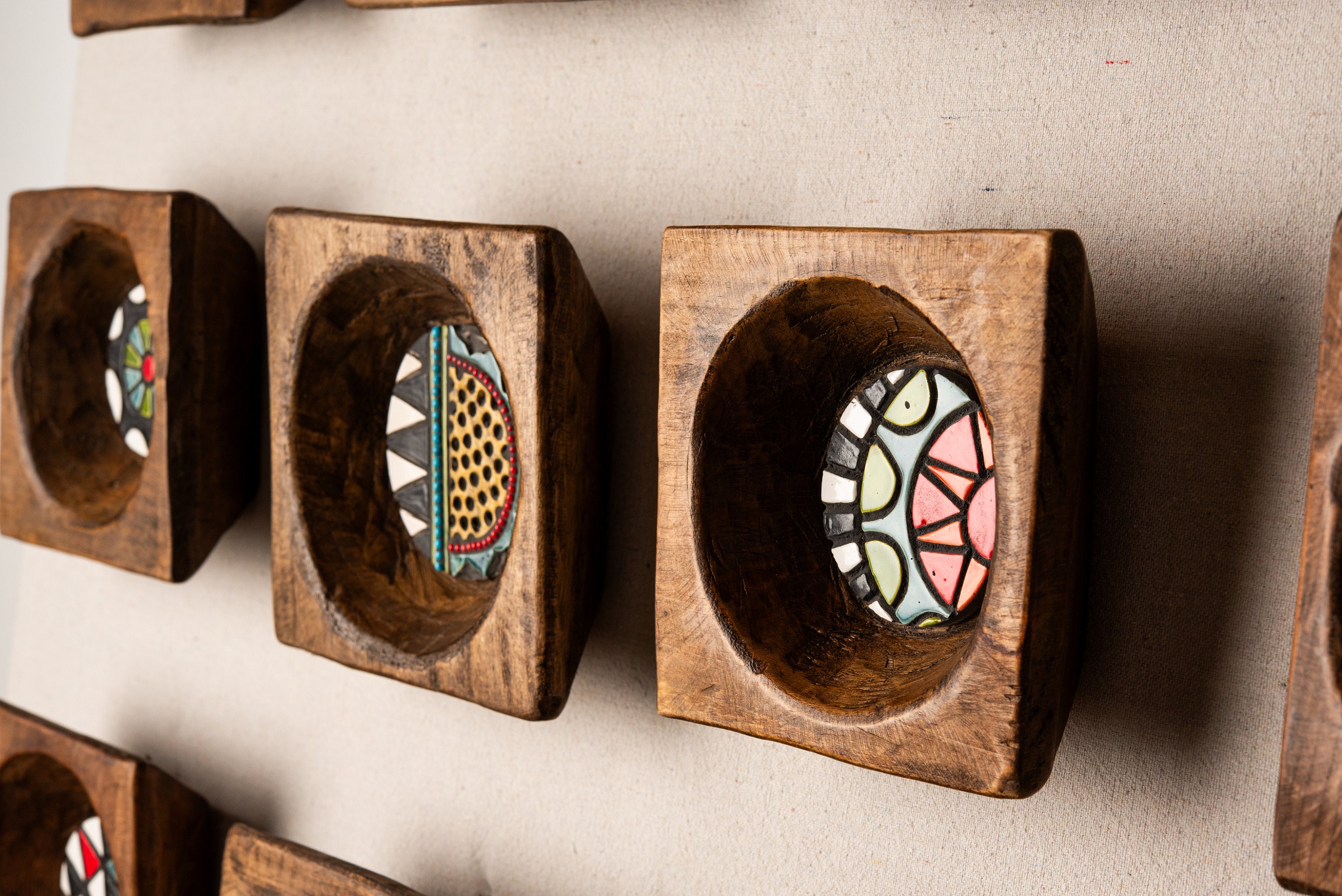 Ceramic Wall Art, Handmade Tile Framed (one - Choose From 12 Patterns ...