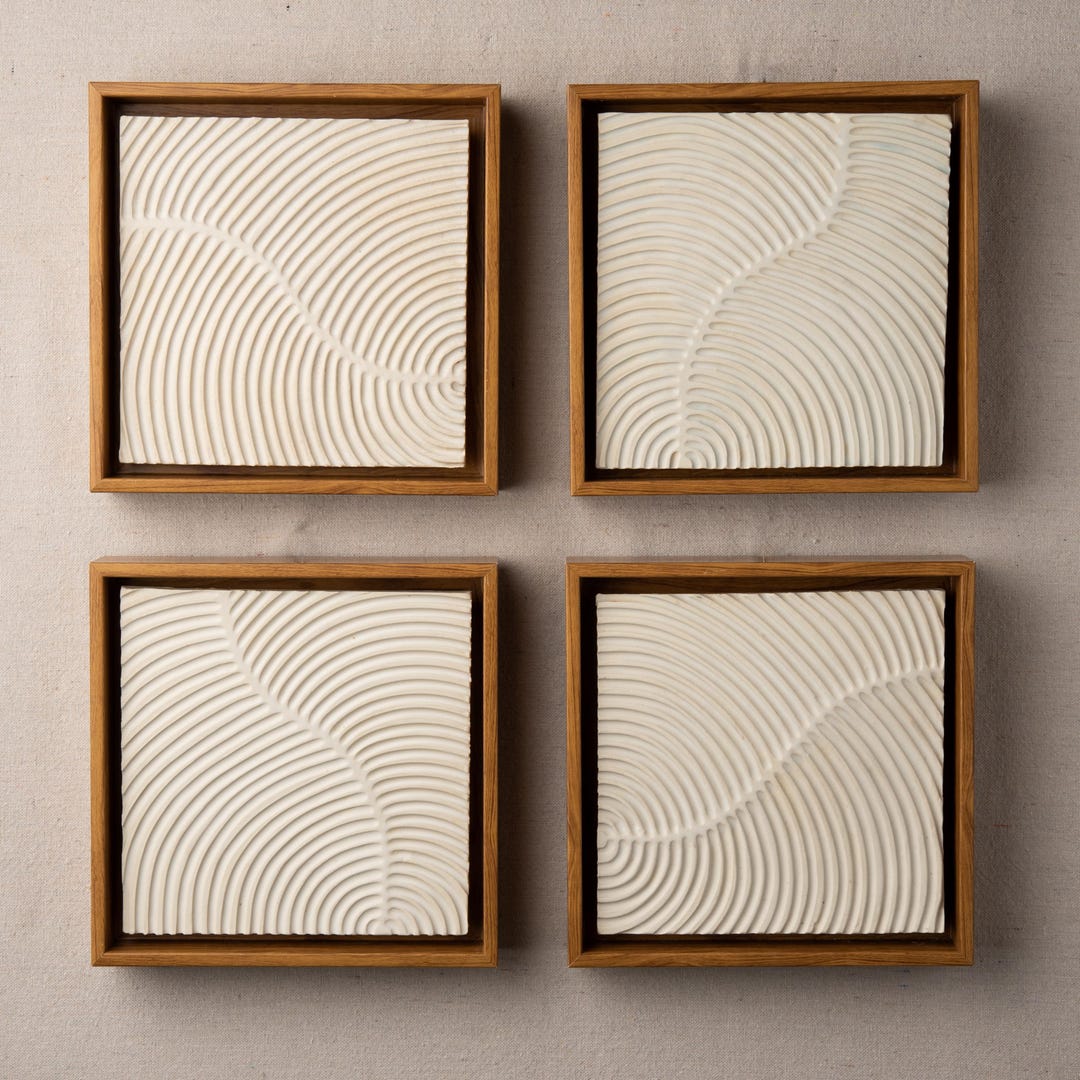Ceramic Wall Sculpture (one - Choose From Four) Handmade Tiles Framed ...