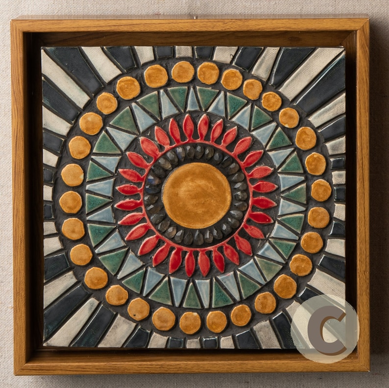 Ceramic Wall Sculpture (one - Choose From Four) Handmade Tiles Framed ...