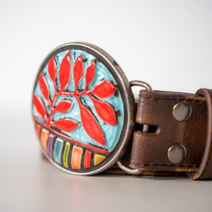 Women's Round Ceramic Belt Buckle With Optional Leather - Etsy