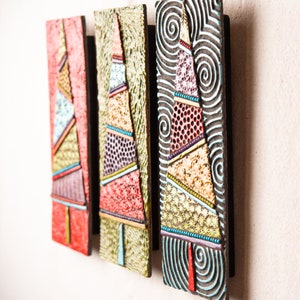 Mid Century Modern Trees Wall Art Set of 3 Ceramic Art Stick Mini Tile ...