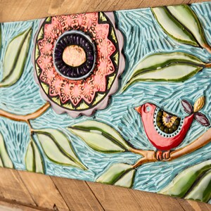 Ceramic and Mosaic Tile Wall Art in Reclaimed Vintage Frame READY to ...