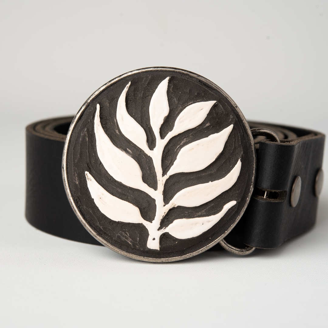 Unisex Belt Buckle, Round Ceramic Belt Buckle With Optional Leather ...