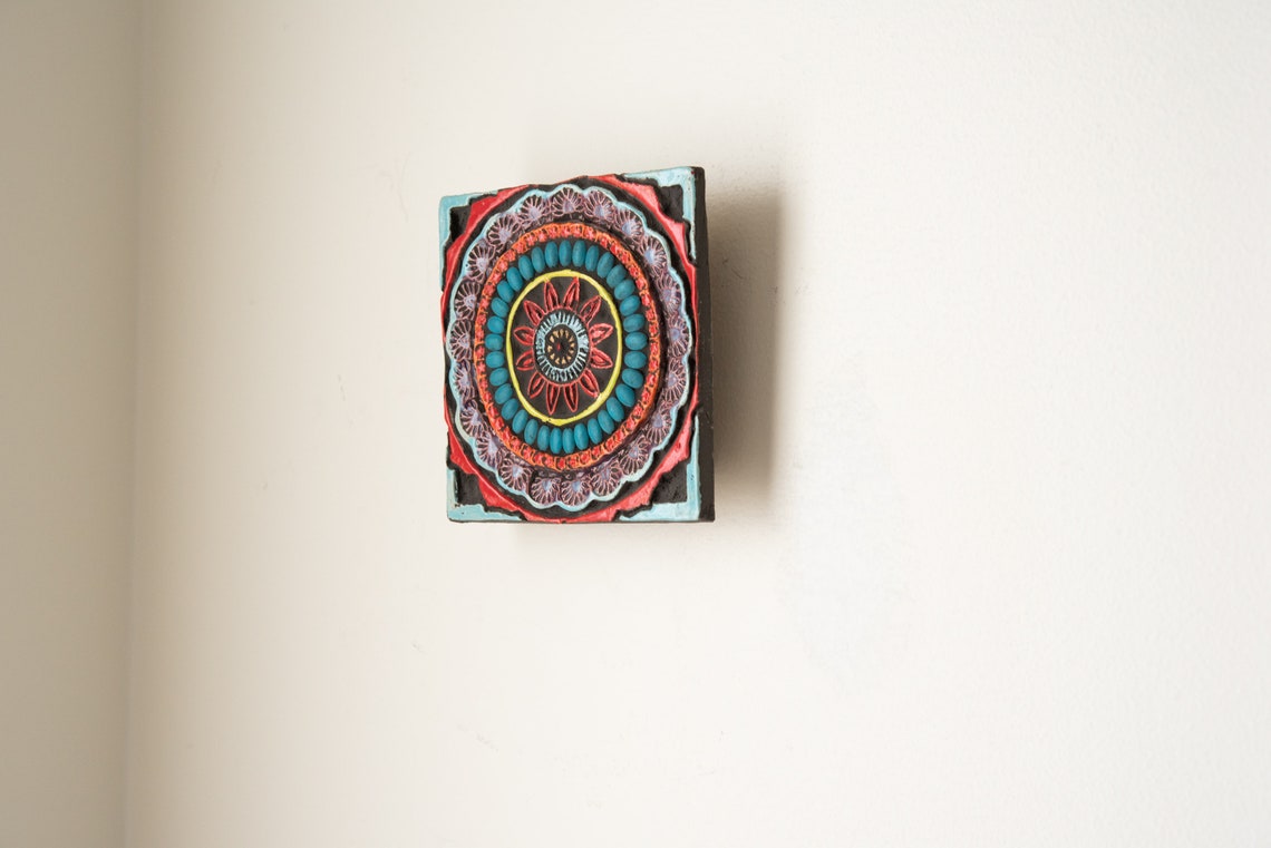 Handmade Ceramic and Mosaic Tile Mounted Square Wall Art READY | Etsy