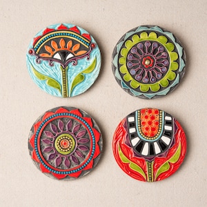 Round Wall Art Tiles (one - Choose From 15 Patterns) Mounted Tile Wall ...