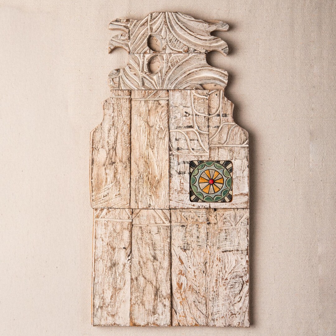 Vintage Indian Door Crest With Handmade Tile Accent - Etsy