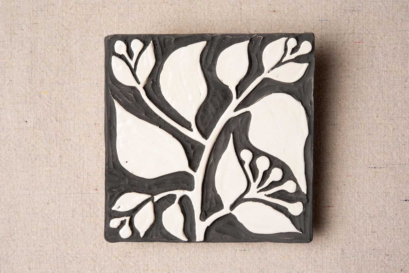 Ceramic Mounted Square Tile Wall Art (MADE to ORDER) Pachysandra - Etsy