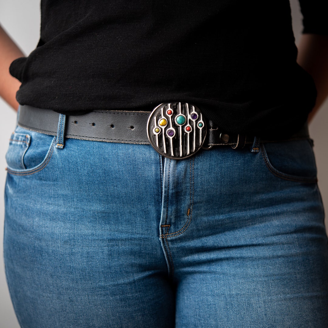 Unisex Belt Buckle, Round Ceramic and Mosaic Belt Buckle With Optional ...