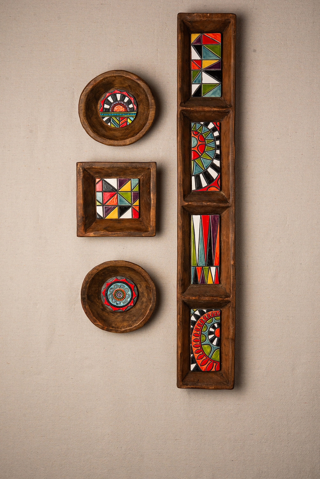 Ceramic Wall Art Set of 4 - Handmade Framed Tiles MADE to ORDER ...