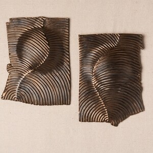 Wall Sculpture Ceramic With Bronze Glaze, Set of Two, Handmade ...