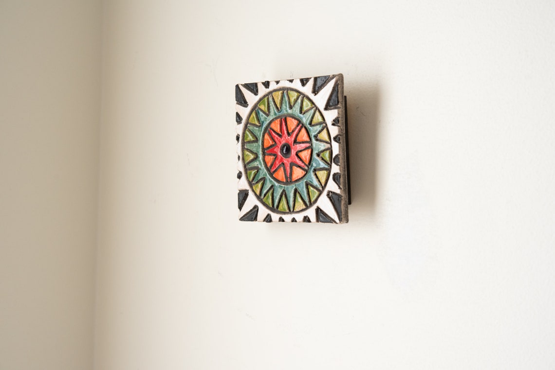 Ceramic Wall Art Mounted Handmade Square Tile Wall Art READY | Etsy