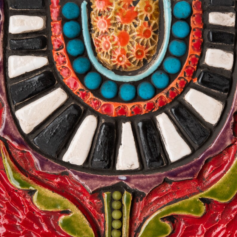 Handmade Ceramic and Mosaic Tile Mounted Square Wall Art MADE to ORDER ...