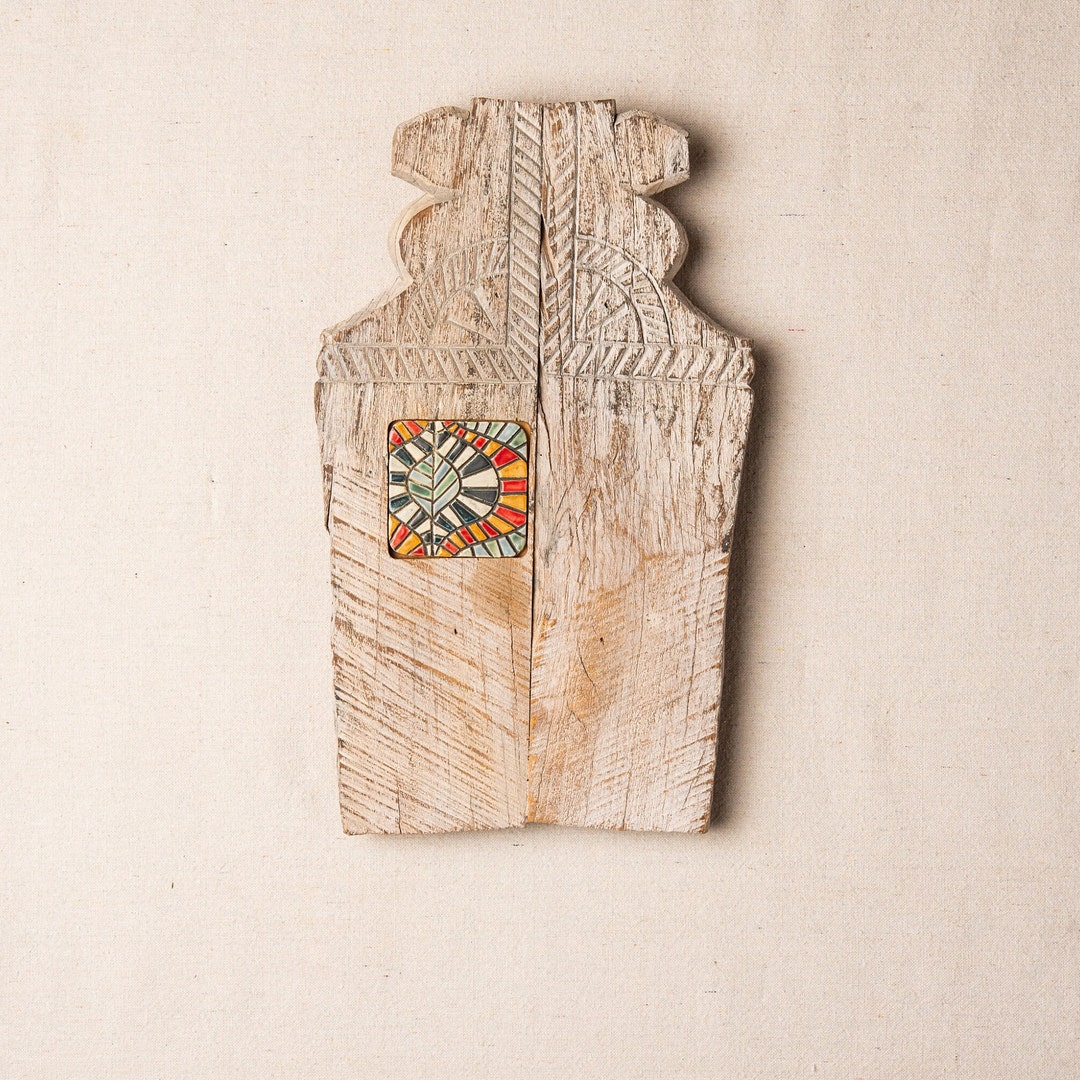 Handmade Ceramic Tile Framed by Repurposed Vintage Indian Door Crest - Etsy