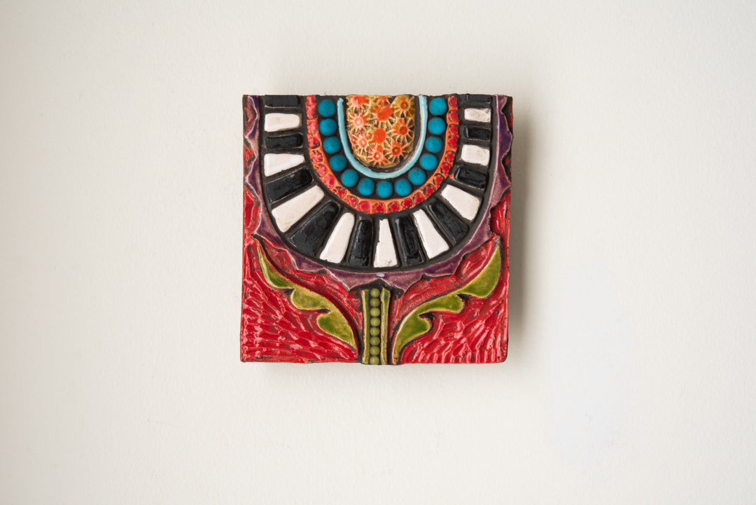 Handmade Ceramic and Mosaic Tile Mounted Square Wall Art MADE to ORDER ...