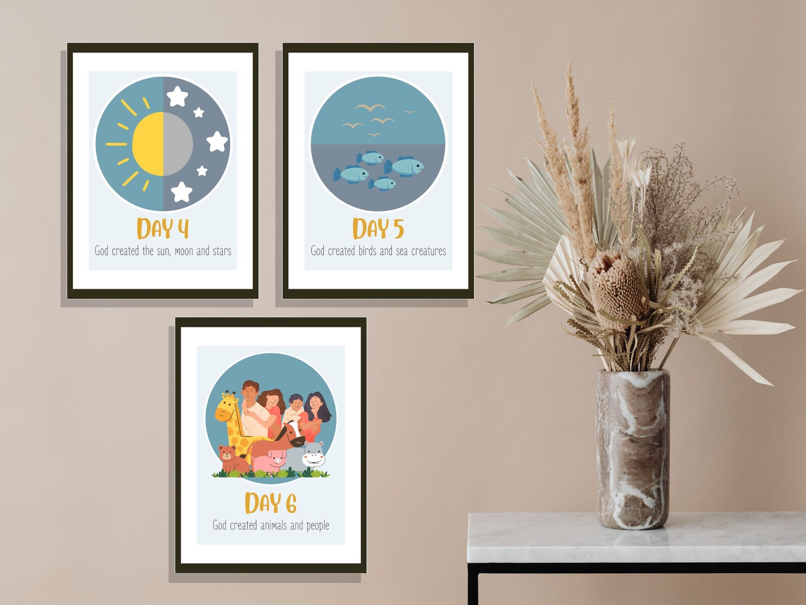 7 Days of Creation Poster: Kids Scripture Art (digital Print Set) - Etsy