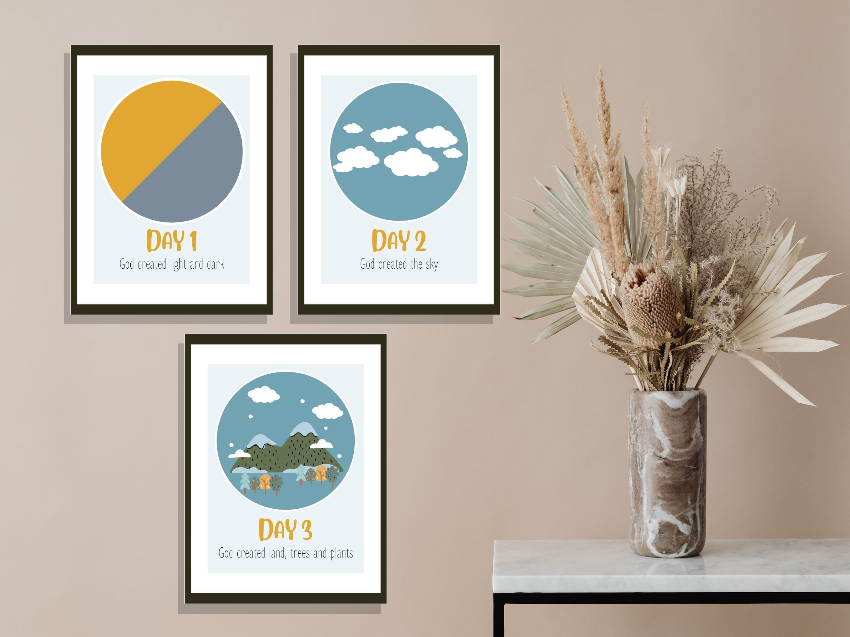 7 Days of Creation Poster: Kids Scripture Art (digital Print Set) - Etsy