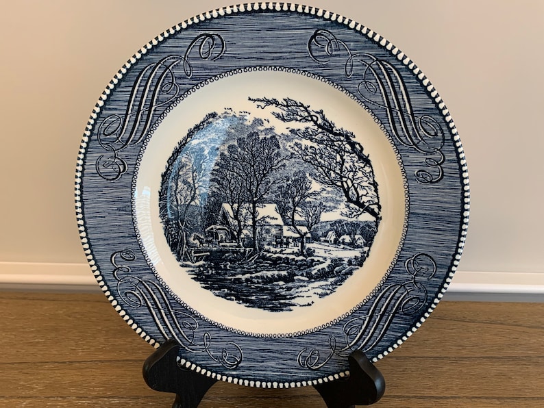 Currier & Ives Blue Dishes - Etsy
