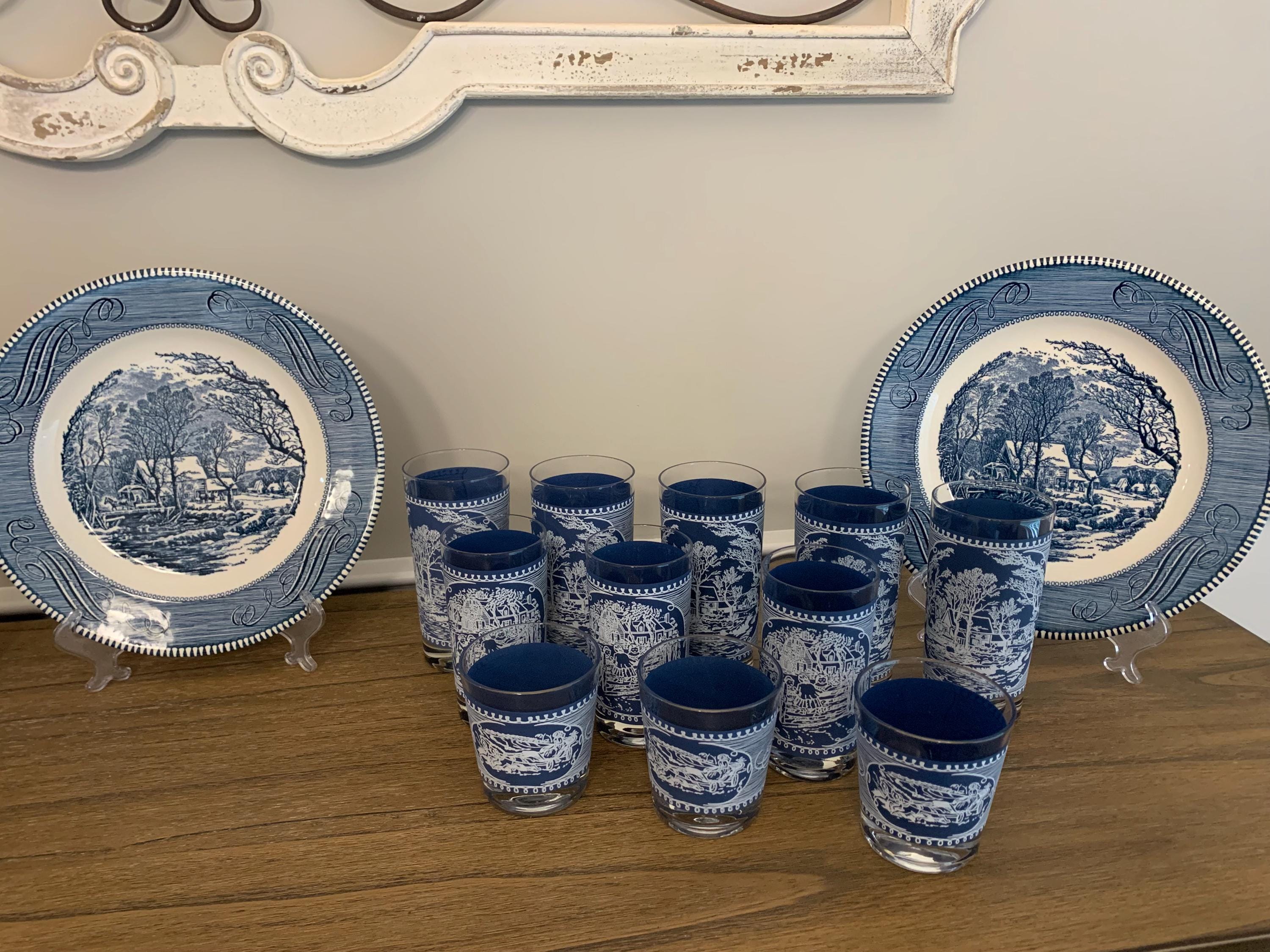Currier & Ives Blue Dishes - Etsy