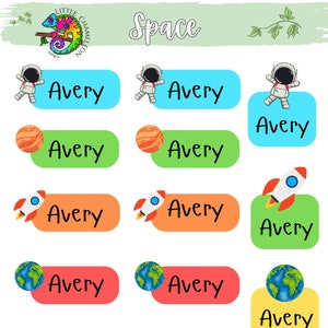 Cute Space Labels - Cute Daycare Labels - Personalized Name Labels ...