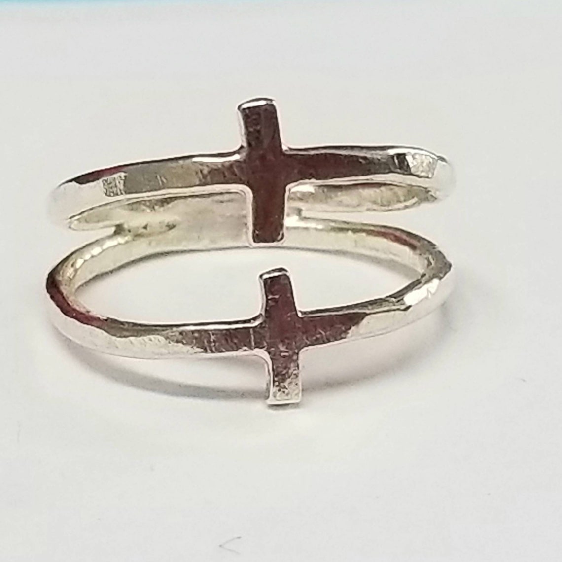 Two Cross Ring Pinky Ring Double Cross Ring US Size 3 Ring | Etsy