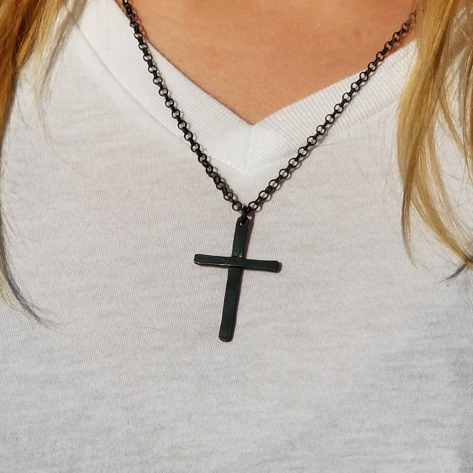 Collar de la cruz negra collar de la cruz de los hombres | Etsy