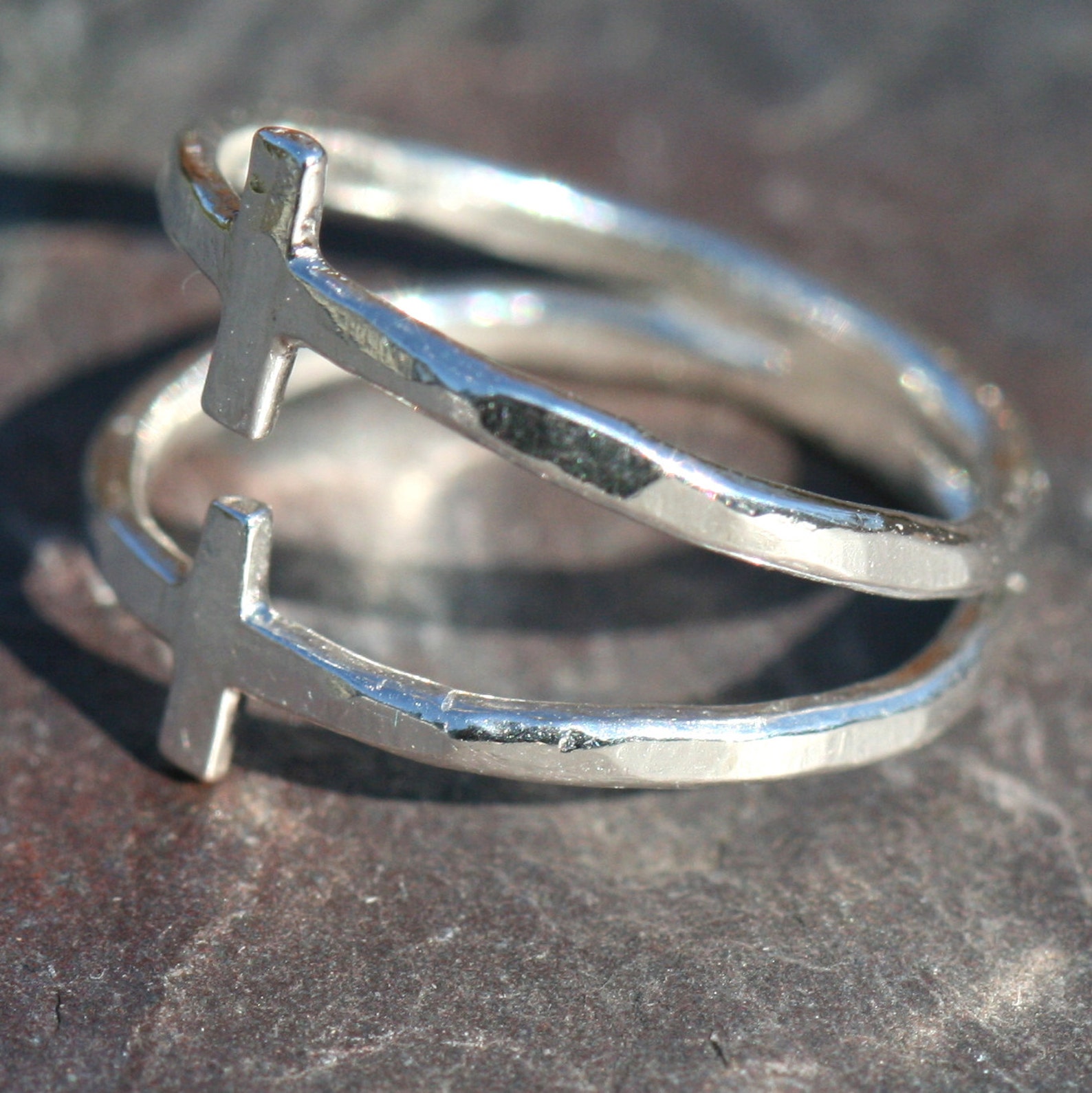 Two Cross Ring Pinky Ring Double Cross Ring US Size 3 Ring | Etsy