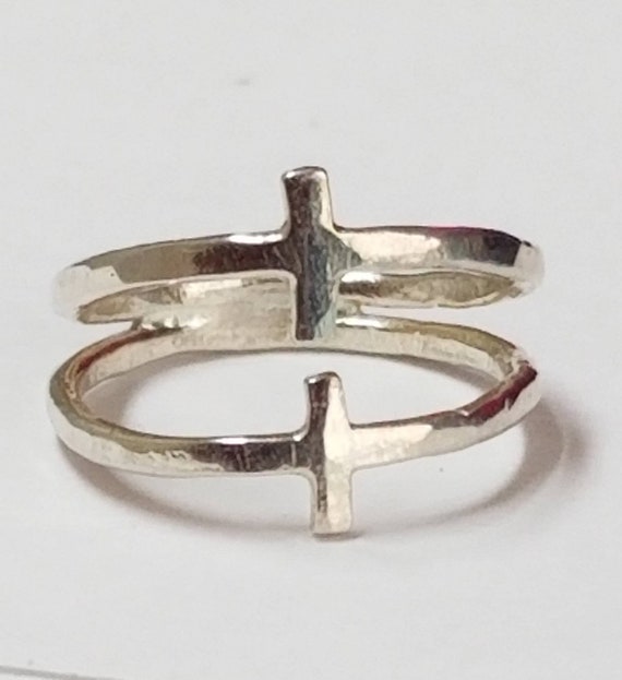 Two Cross Ring Pinky Ring Double Cross Ring US Size 3 Ring | Etsy