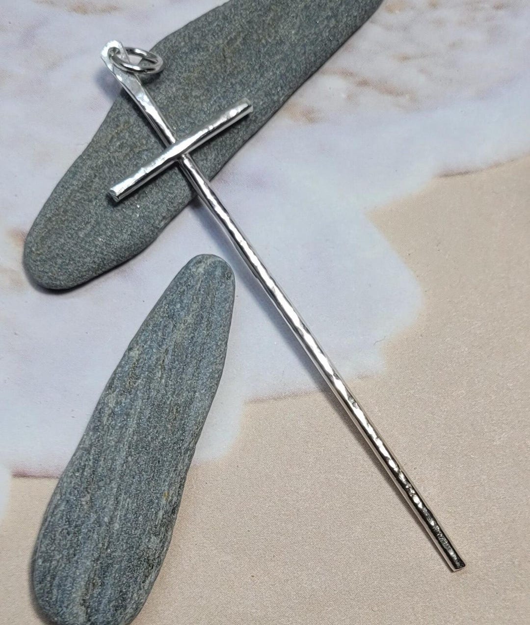 Long Cross Necklace in Sterling Silver, Religious Gift for Her, Visual ...
