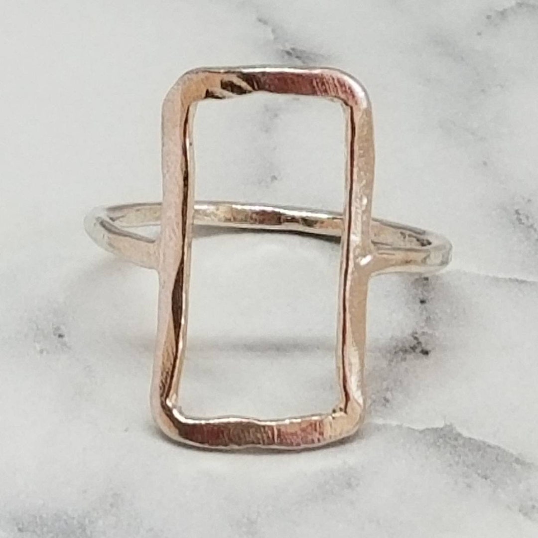 Thin Sterling Silver Rectangle Ring in US Size 6, Geometric Ring ...