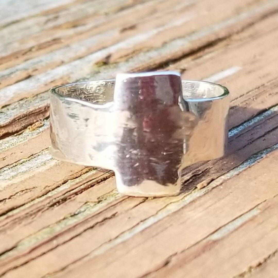 Sterling Silver Cross Ring, MADE TO ORDER Wide Band, Hammered Silver ...