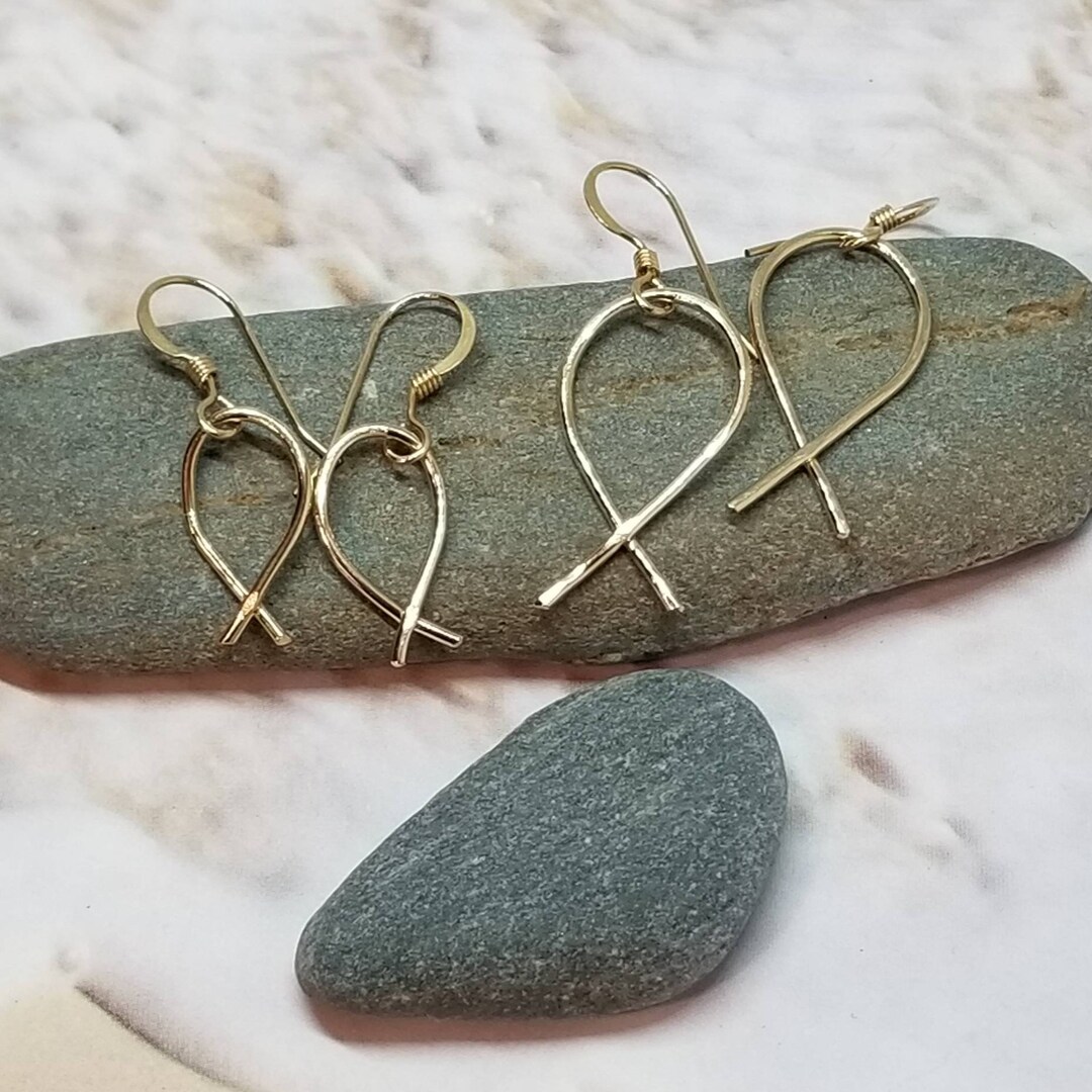 Jesus Fish Ichthus Earrings in 14k Gold Filled, Religious Jewelry Gift ...