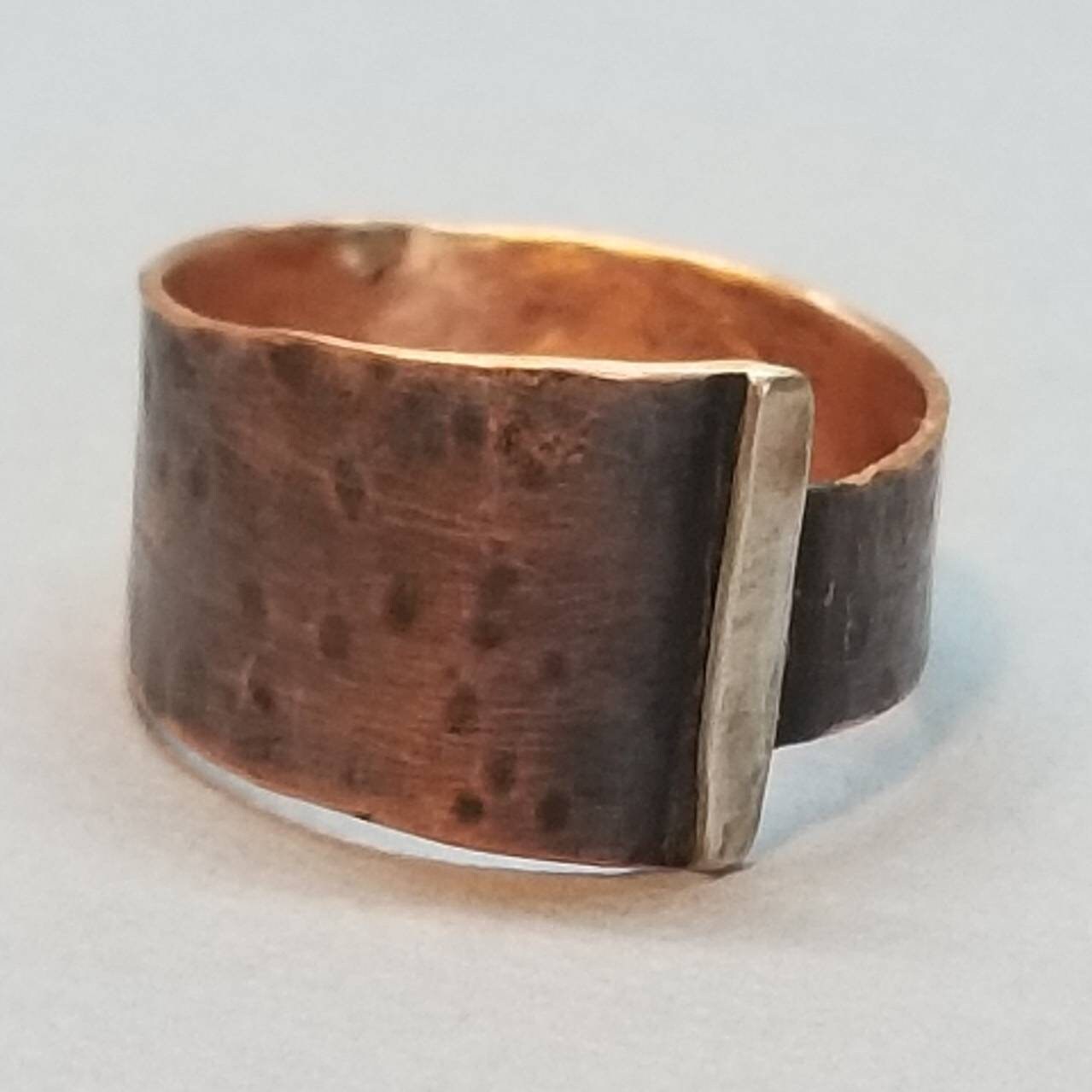 Wide Copper Silver Ring Modern Jewelry Mixed Metal Made To | Etsy
