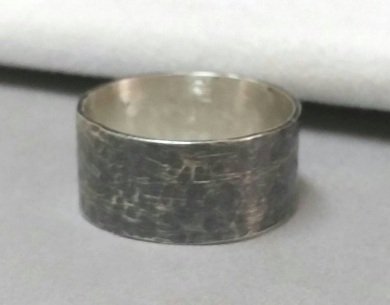 Wide Sterling Silver Ring Hammered Silver Band Sterling | Etsy