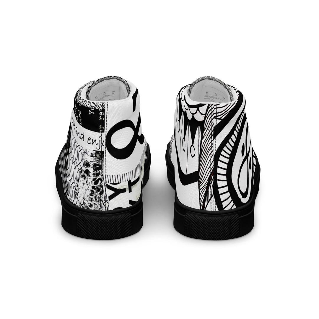 Men’s Super Dope High Top Canvas Shoes - Black White and "read" - Etsy