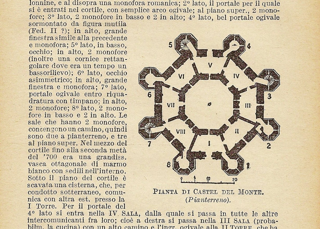 Castel Del Monte Italian Architectural Floor Plan - Sterling Silver and ...