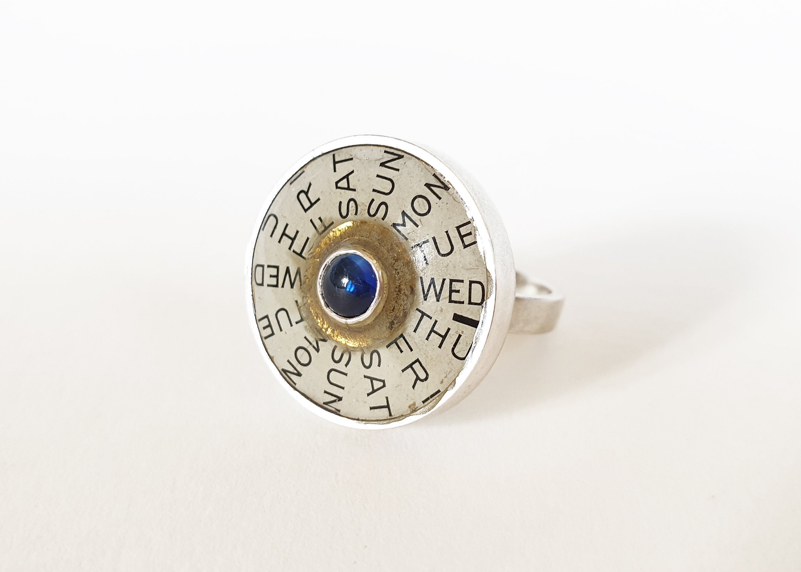 Days of the Week Sterling Silver Ring With Blue Gem - US Size 7.5 - Etsy
