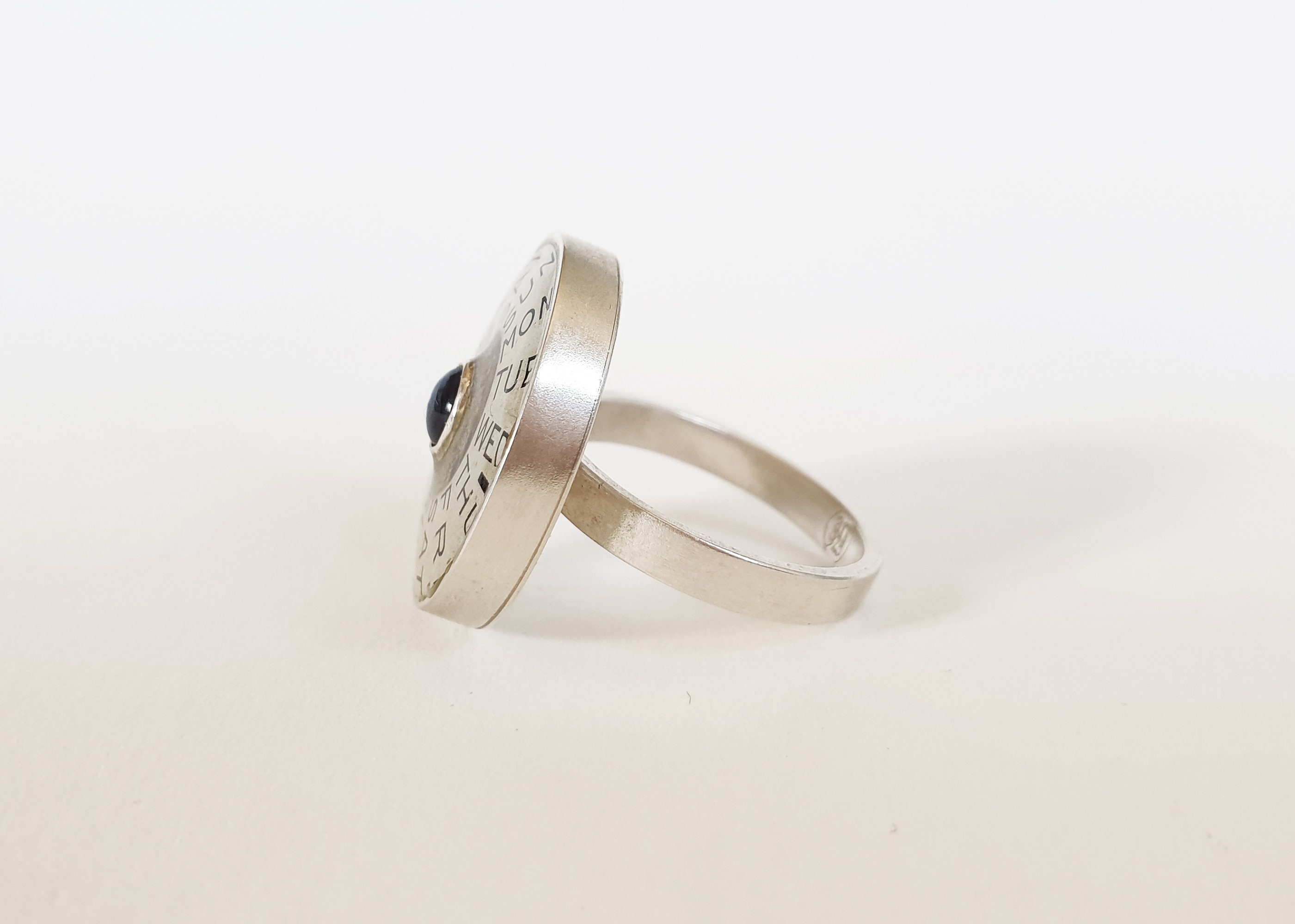 Days of the Week Sterling Silver Ring With Blue Gem - US Size 7.5 - Etsy